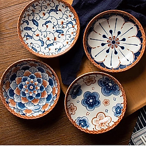 TRESORS Appetizer Plates Snack Bowls 6.7 oz Porcelain Dip Bowl Rustic Snack Plate Dessert Other Sauce Bowl Salad Plates Dinner Plates