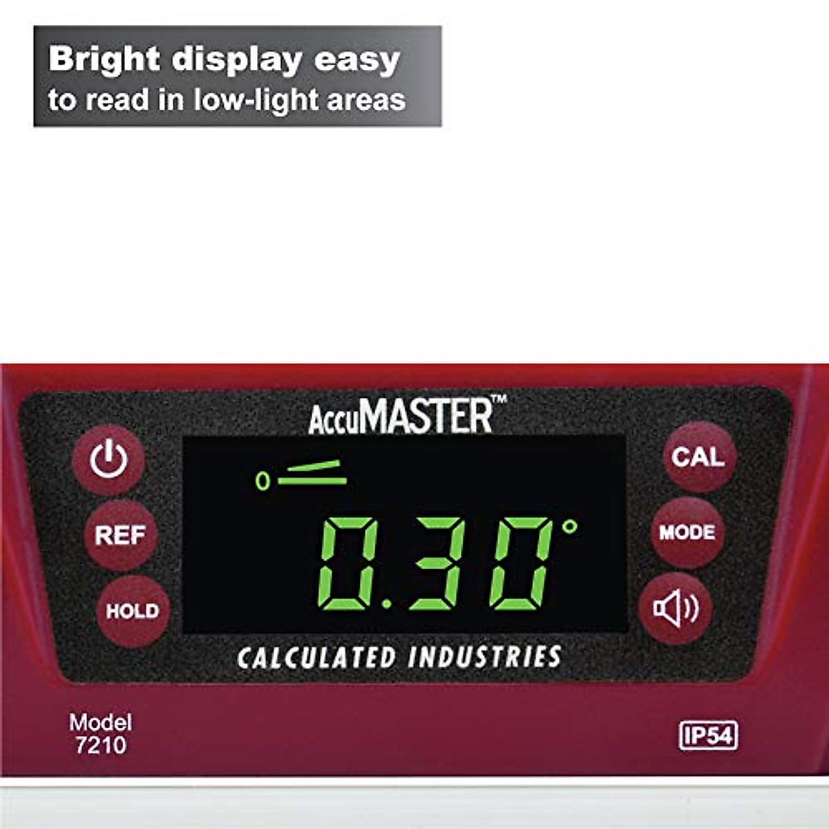 Calculated Industries 7210 AccuMASTER PRO Digital Torpedo Level and Protractor | 10” Inch | Neodymium Magnets | Bright LED Display | IP54 Dust/Water Resistant, Red