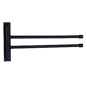 GERZWY Bathroom Swing Arm Towel Bars 2-Arm Wall Mount Stainless Steel Bath Towel Rack Hanger Towel Holder Organizer Matte Black HYG02-BK