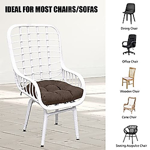 RACE LEAF 19" x 19" Patio Chair Seat Pads Brown - Outdoor/Indoor Patio Cushions Set of 2 - Replacement Cushions for Chairs and Seating - Olefin Seat Pads for Porch, Deck, and Garden Seats