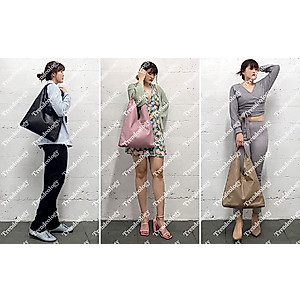 Reversible Large Oversized Vegan Leather Lightweight Simple Tote Handbag Purse (Taupe/Light-Taupe)