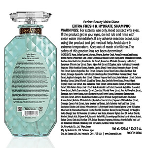 Moist Diane Perfect Beauty Extra Fresh & Hydrate Natural Hair Shampoo with Pump for Men & Women, Organic Keratin Hydrating & Moisturizing Japanese Haircare Products for Dry, Damaged Hair 15.2 fl oz