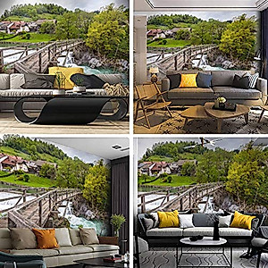 the devil's bridge wooden footbridge in skofja loka old footbridge Canvas Print Wallpaper Wall Mural Self Adhesive Peel & Stick Wallpaper Home Craft Wall Decal Wall Poster Sticker for Living Room