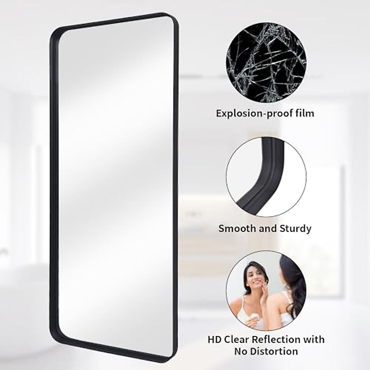 VooBang Full Length Mirror Deep Framed 30x71 Inch Floor Stand, Leaning or Dressing Modern Sleek and Chic Design Ideal for Bedroom, Closet, or Entryway Black