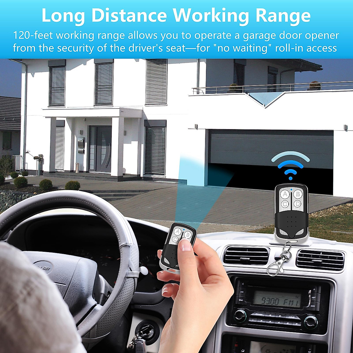 Universal Garage Door Remote for Liftmaster Chamberlain Craftsman Openers with 5 Colors Learn Button, Purple Yellow Green Orange Red, Keychain Included, 1 Pack