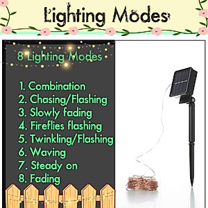 Robkea, 36 Inch Mini Fence Fairy Garden Fence & Waterproof LED 40FT 100 LED Solar String Lights with 8 Lighting Modes | Fairy Garden Accessories Outdoor(Brown)