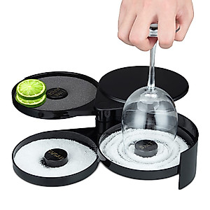3 Tier Bar Glass Rimmer Bartender Tool with 3pcs Sponge Professional Salt Box Spice Container Bar Juice Cocktail Seasoning Box Rimmers Salt Sugar for Family Bars Hotels Restaurants Chrismas Party