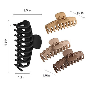 SHALAC Large Claw Clips for Thick Hair, 10 Pack 4.4 Inch, Nonslip Clips Big Hair Claw, Multi Color Hair Accessories for Women Girls (A. Flesh, Wheat, Light Khaki, Chocolate, Black)