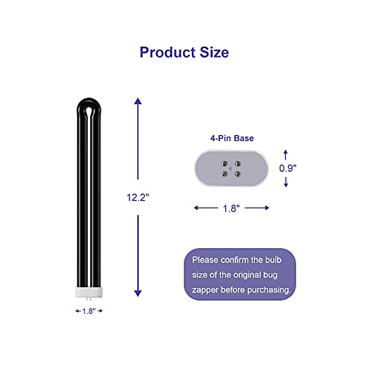 Dichroma BB-40blk 40W Black Light Replacement Bulb for Black Flag Model BZ-40BLK, BZ-40DX, BZ-40MAX, and Stinger Model B4045-4 UVB45 Bug Zapper, 2 Pack