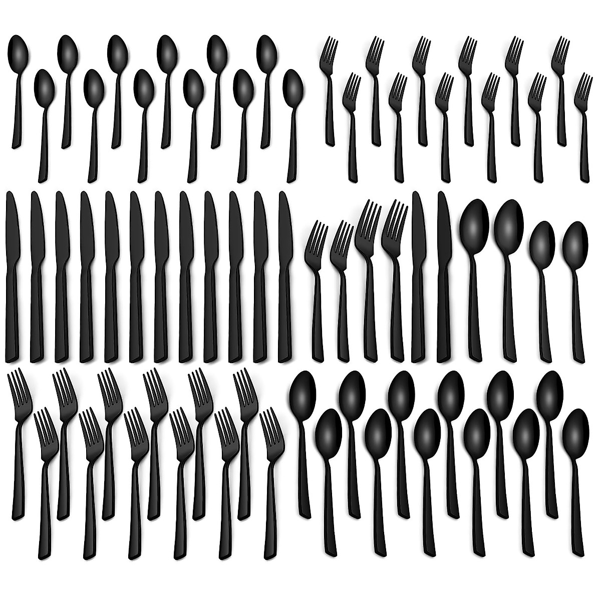 40 Pieces Black Silverware Set,Premium Stainless Steel Flatware Set For 8, Yoehka Mirror Polished Tableware Cutlery Set For Home And Restaurant, Include Knife/Spoon And Fork, Dishwasher Safe