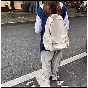 Simple plain color backpack Harajuku Korea Style, water resistance, lovely gift back to school for teenagers (white)