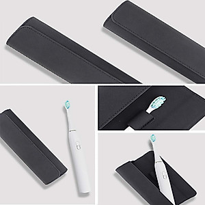 Mollensiuer 1 Piece Black PU Leather Electric Toothbrush Hard Travel Case