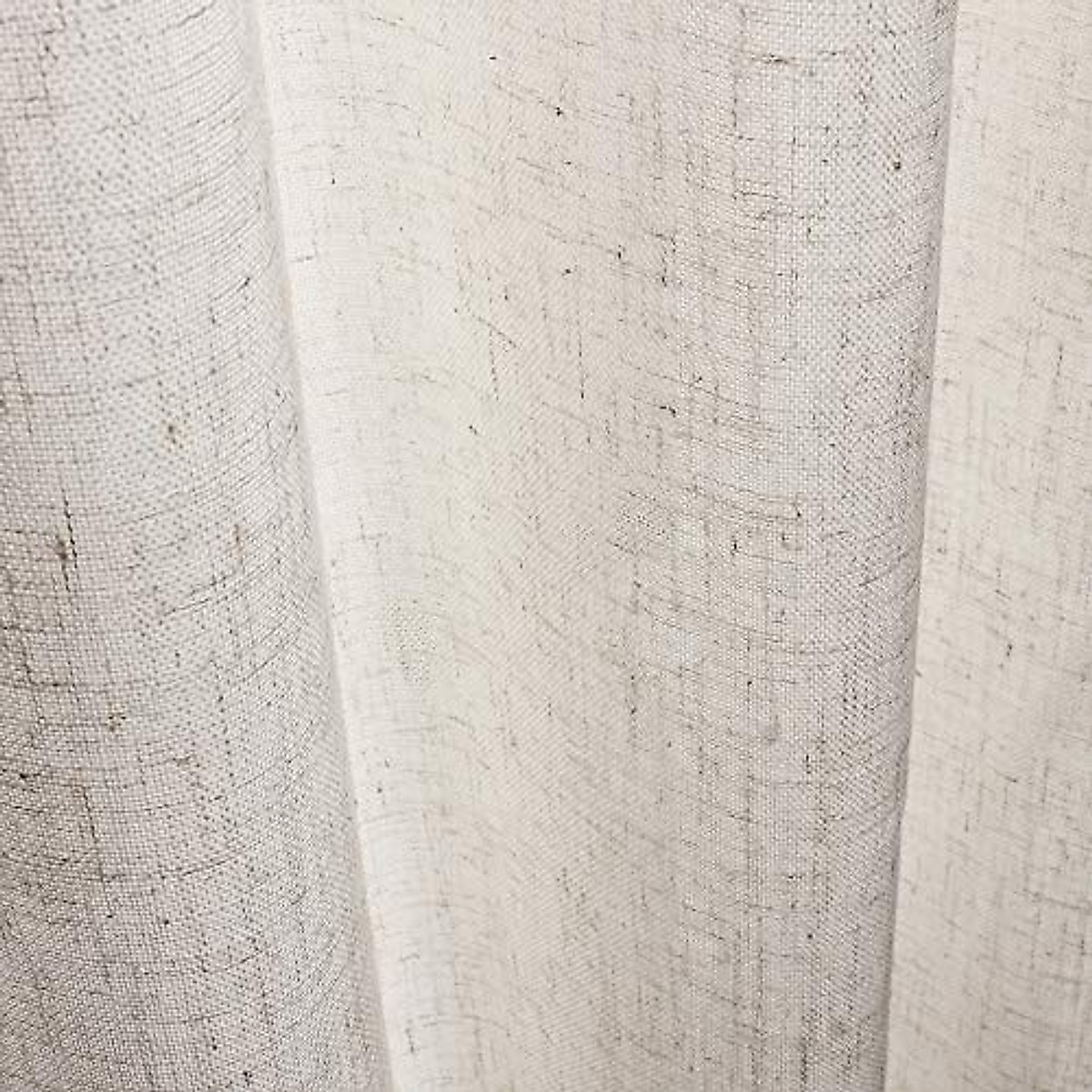 VOILYBIRD Palma Light Filtering Drapes Natural Linen Blended Semi Sheer Curtains 84 Inches Long Bronze Grommet for Bedroom (Natural, 52" W x 84" L, 2 Panels)