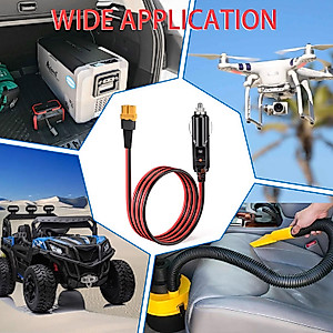 ELFCULB XT60 Female to Car Cigarette Lighter 14AWG 12V Cigarette Lighter Male Plug Connector Cable for Portable Solar Generator Power Station(5FT)