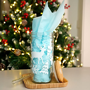 ANOTION Useful White Elephant Gifts for Adults Holiday 24oz Christmas Mugs Mason Jars Glass Cups with Lid and Straw Tumbler Drinking Glasses Coffee Cups Cookie Jar Glassware Gift for Women Men Mom