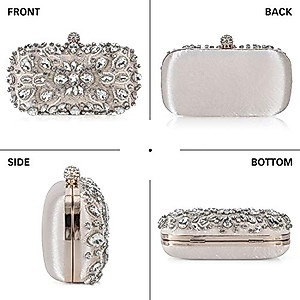 UBORSE Women Wedding Clutch Purse Noble Crystal Beaded Evening Bag Clutch Bag Apricot Small