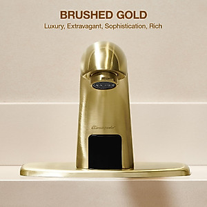 Charmingwater Touchless Bathroom Sink Faucet, Motion Automatic Sensor Faucet with Hole Cover Plate, Brushed Gold