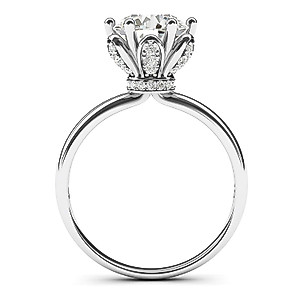 10k White Gold Romantic Flower Style 6-Prong Set 2.0 CT Genuine Moissanite Engagement Ring (9)