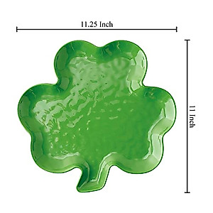 UPware 11.25 Inch Shamrock Shaped Plate Melamine Dinner Salad Plate for St. Patrick's Day Party (Shamrocks)