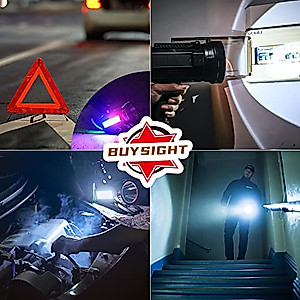 BUYSIGHT Rechargeable Spotlight Flashlight, 1000,000 lumens 600 Yards Range Solar Charge Hand held Large flashlights with red Lens Side Flood Light Warning Light USB C Input (Solar Black)
