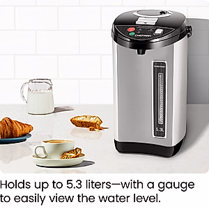 Chefman Electric Hot Water Pot Urn w/Auto & Manual Dispense Buttons, Safety Lock, Instant Heating for Coffee & Tea, Auto-Shutoff & Boil Dry Protection, Insulated Stainless Steel, 3.6L/3.8 Qt/20+ Cups
