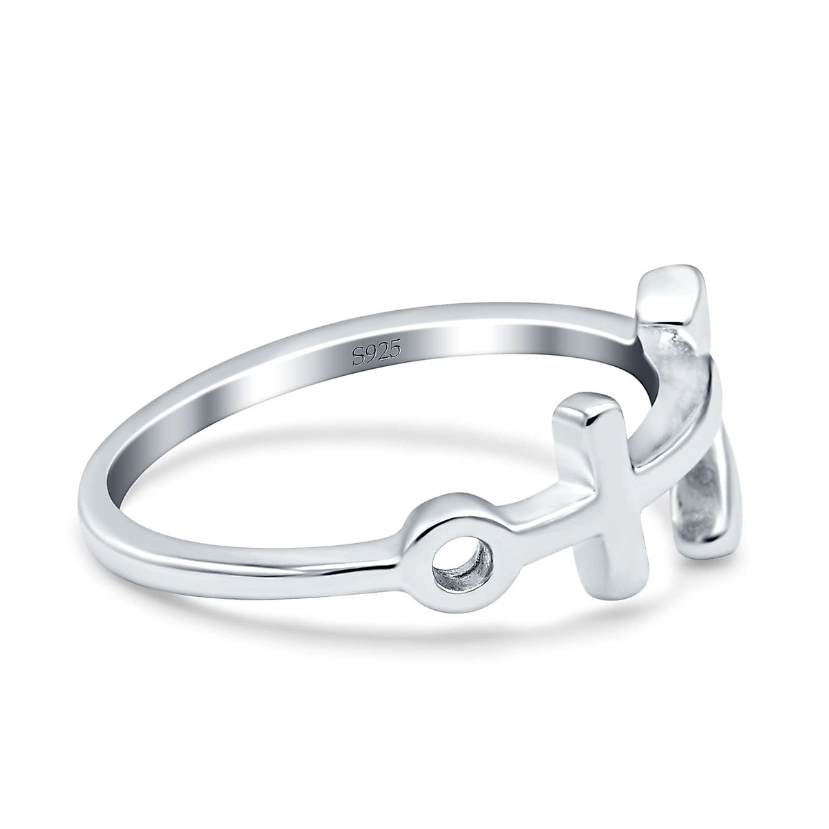Blue Apple Co. Size-11 Anchor Band Rhodium Plated Statement Fashion Thumb Ring 925 Sterling Silver