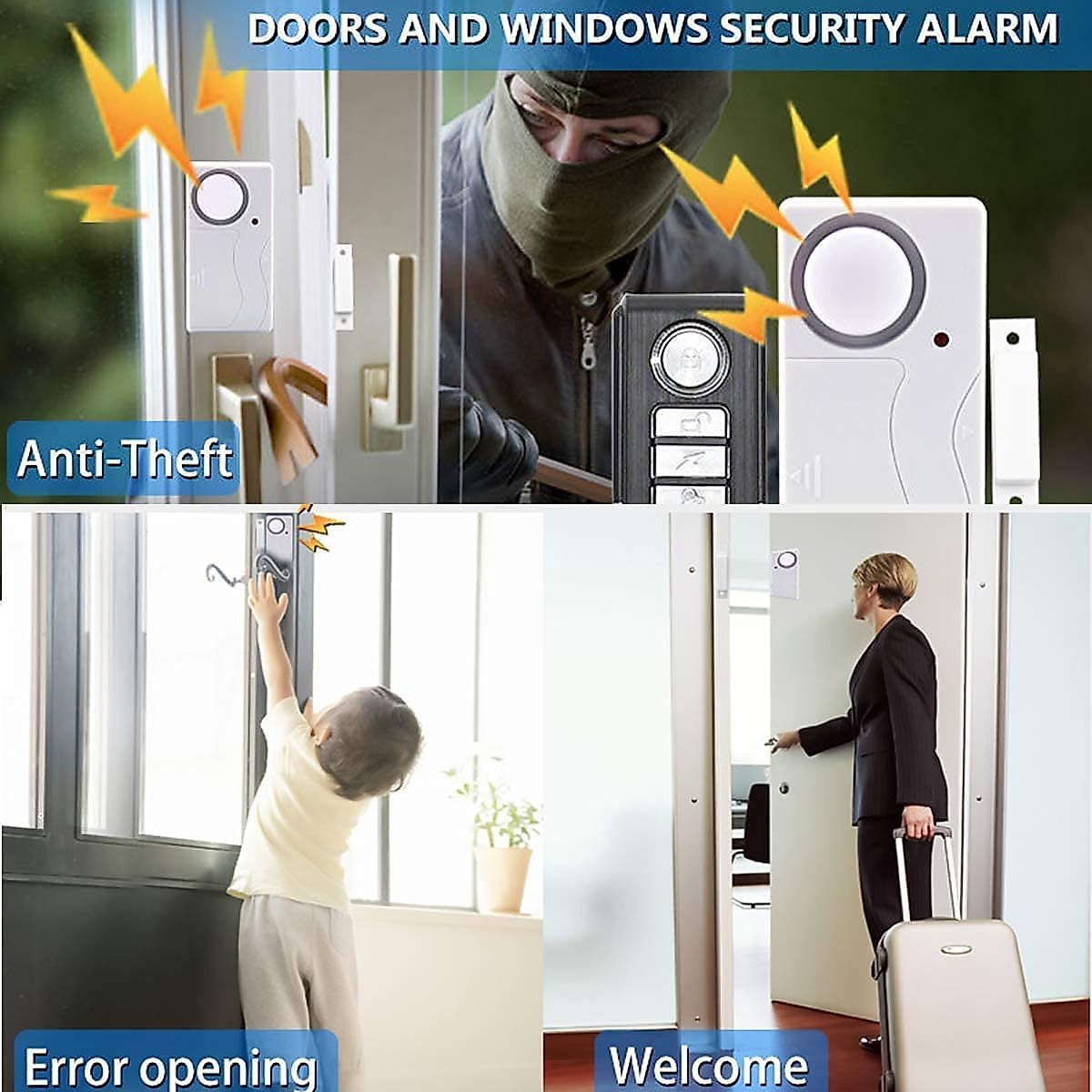 HENDUN Bundles of Wireless Door Alarm 2 Sets with Remote and 4 Sets Without Remote