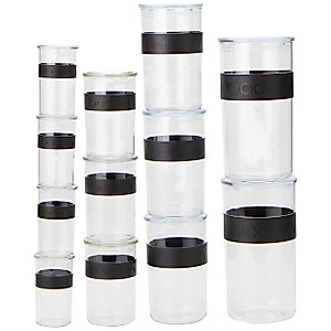 Bodum Presso Shatterproof Storage Jar 12 Piece Set, Black