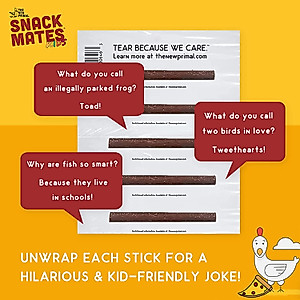 The New Primal Snack Mates Pizza Chicken Sticks, Gluten Free Healthy Snacks for Kids, Low Sugar High Protein Kids Snack for School, Mini Paleo Jerky Meat Stick, 8g Protein, 50 Calories, 10 Pack