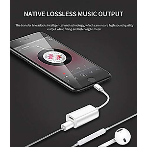 Headphone Adapter Lightning to Audio Jack and Charger Extender Earphone Charging Splitter Compatible with iPhone 11 12Mini pro max xs xr x se2 7 8plus for ipad air Cable Converter Apple MFI Certified