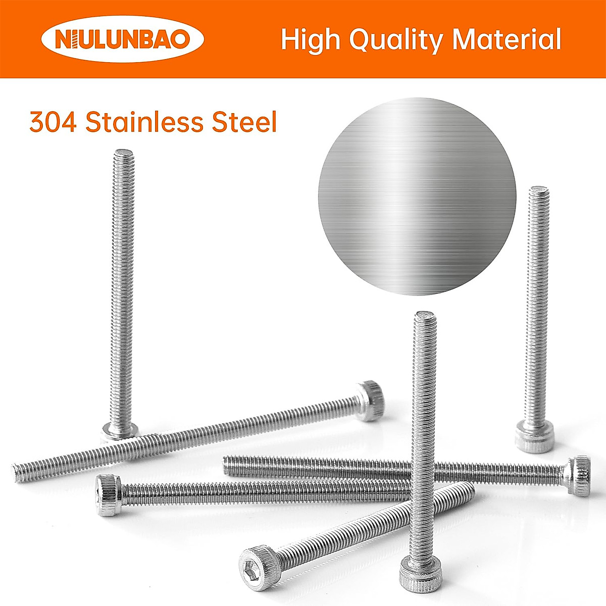 NIULUNBAO M3 x 30mm 35mm 40mm 45mm 50mm Hex Socket Head Cap Screws Bolts, 304 Stainless Steel, Metric Machine Fully Threaded, Bright Finish, Allen Hex Drive, Assortment Kit 100PCS