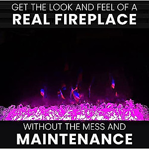 Cambridge Sawyer 53 Inch Freestanding Fireplace Mantel TV Stand with Storage Shelves and 1500 Watt Electric Heater Insert with Crystal Display, Multicolor Flames, Remote Control in Walnut/Black