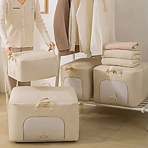 Askfairy Multipurpose Storage Bag, Foldable Quilt Storage Bag for Quilts,Blankets, Clothes, Breathable, Sturdy