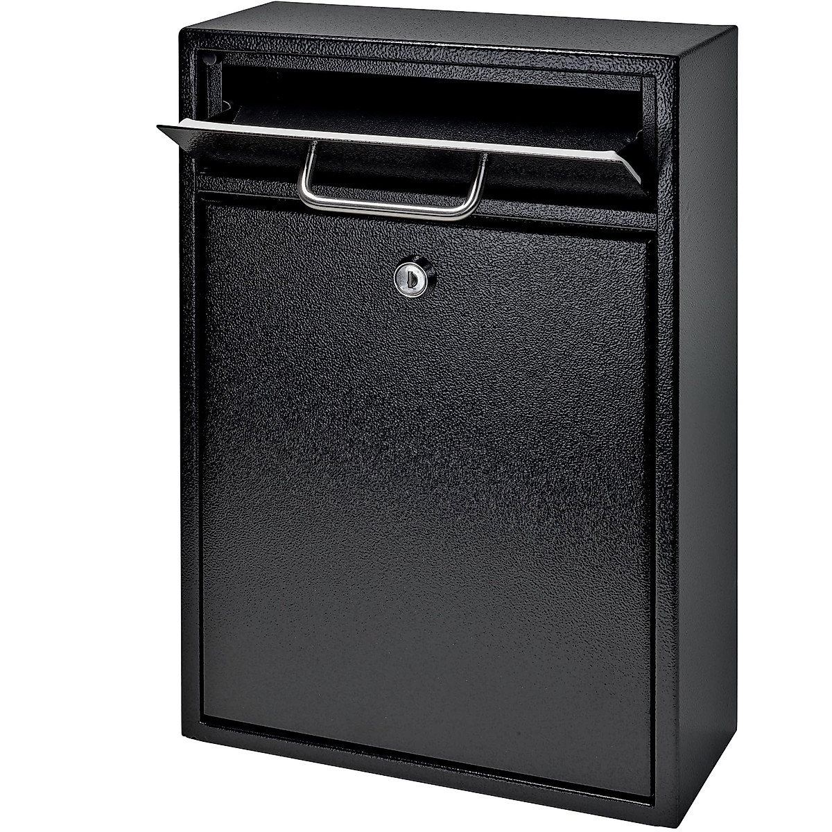 Mail Boss 7412 High Security Steel Locking Wall Mounted Mailbox-Office Comment Letter Deposit, Black Drop Box