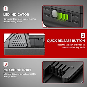 DASNITE M-18 6.0Ah Li-ion Battery Replacement for Milwaukee M-18 Battery 2Pack 18V Lithium Battery Replacement For Milwaukee 18V Battery 48-11-1811 48-11-1815 48-11-1820 48-11-1822 Cordless Power Tool
