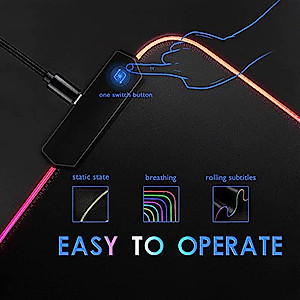 31.5"X12" RGB Gaming Mouse Pad, Large LED Mousepad with 11 Lighting Modes, Soft Non-Slip Rubber Base Mouse Mat for Computer Desk Keyboard, Waterproof XL Gaming Mousepad.