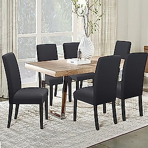 Miaotto Chair Covers for Dining Room Stretch Dining Chair Covers Set of 6 Parsons Chair Slipcover Removable Washable Kitchen Chair Slipcovers for Dining Room Party Banquet,Dark Grey