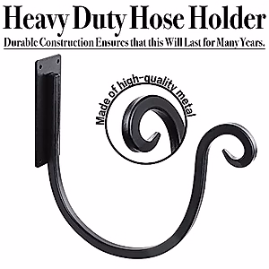 YANGSHUO Garden Hose Holder - Wall Mount Garden Water Hose Holders for Outside (2 Pack/8-Inch) Heavy Duty and Durable Hand-Forged Water Hose Hanger Rack