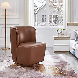 Ball & Cast Swivel Accent Chair with Brown Faux Leather in living bedroom office nursery room