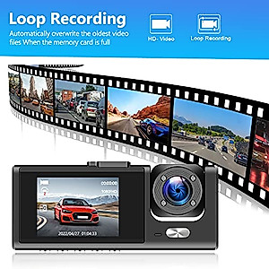 SIXWIN Dash Cam Front and Rear Triple lences Dash Cam with 32G TF Card 2 inch Dashboard Camera 1080P Full HD 130°Wide Angle with Parking Monitor Loop Record Voice Record Night Vision Backup Camera