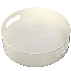 Goeielewe Plastic Lazy Susan Organizer Turntable Round 9-Inch Rotating Storage Organizer Tray with Handles for Kitchen Cabinets, Pantry, Countertops, Bathroom Vanity (Beige)