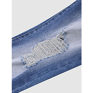 Flamingals Skinny Jeans for Women Mid Rise Stretchy Ripped Jeggings Distressed Sexy Curvy Trendy Denim Jeans Blue M