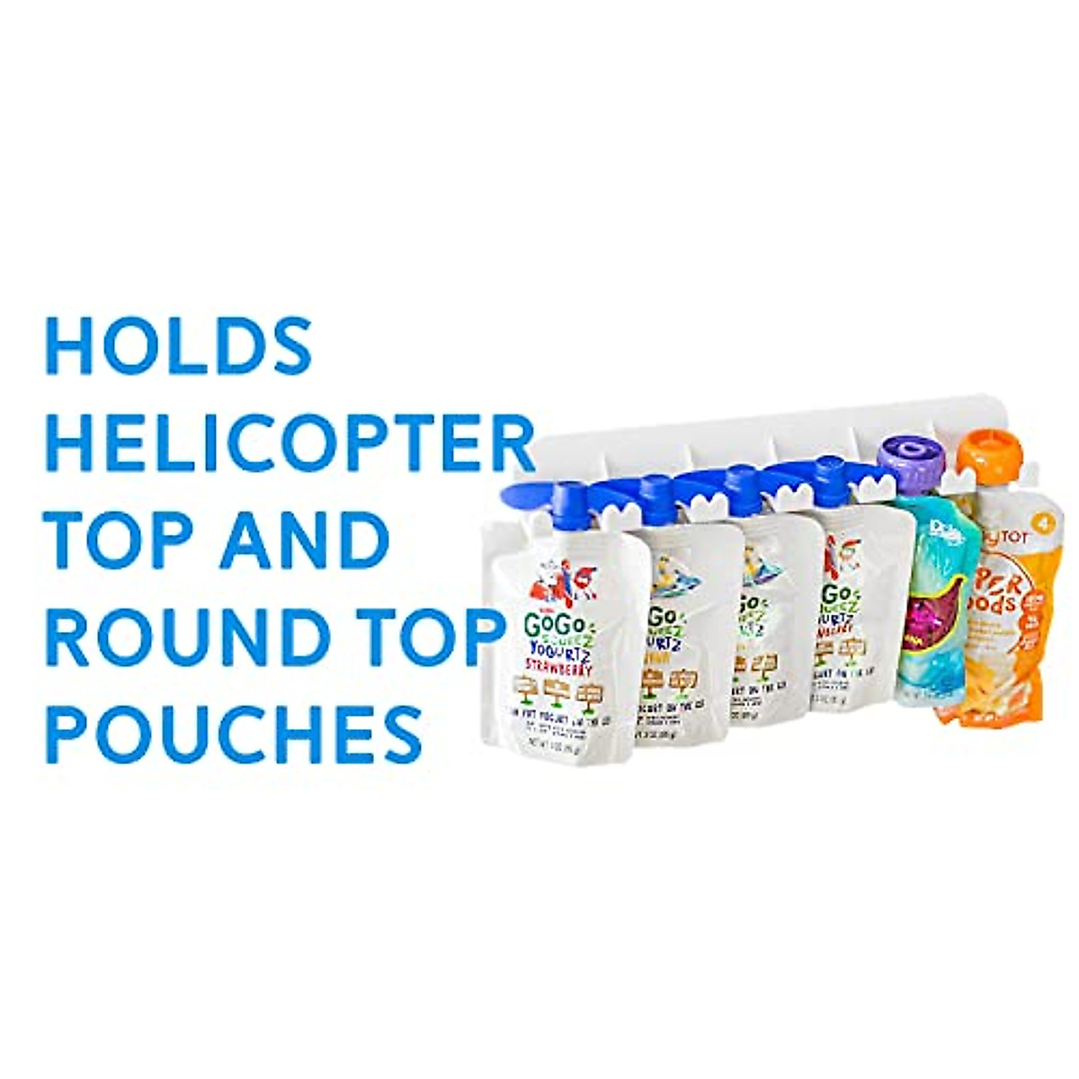 Storage Theory Food Pouch Hanger Organizer for Kitchen Pantry, Cabinet and Refrigerator - Peel and Stick Storage for Applesauce, Yogurt, Baby Food Pouches - 6 pk