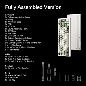 Keychron Q1 Max RGB QMK/VIA Custom Mechanical Keyboard, Full Metal Programmable Knob 2.4 GHz/Bluetooth/Wired Keyboard with Hot-Swappable Gateron Jupiter Red Switch for Mac Windows Linux - White
