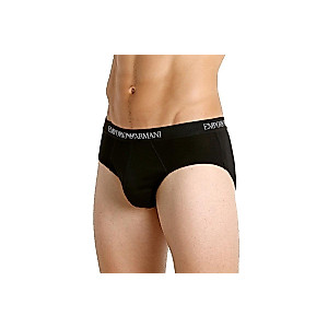 Emporio Armani Men's Cotton Briefs, Black, Large
