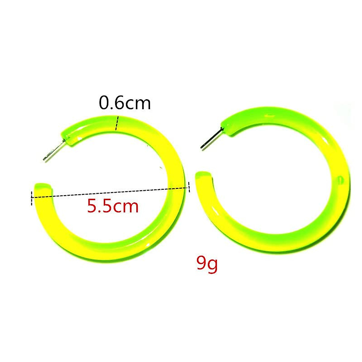 4 Pairs Candy Color Circle Round Hoop Earrings for Women Big Retro Star Heart Neon Earrings Stud Dangle Bright Fluorescence Exaggerated Statement jewelry (circle 4pairs transparent)
