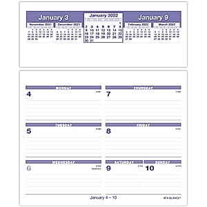 2022 Flip-A-Week Weekly Desk Calendar Refill by AT-A-GLANCE, 6" x 7" (SW705X50)