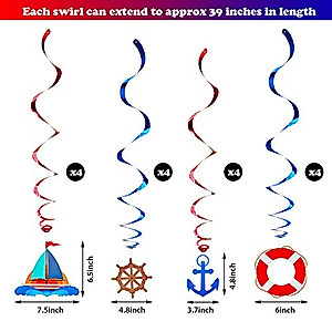18 Pieces Nautical Birthday Party Decorations, Includes Nautical Garland Nautical Party Themed Hanging Banner and Nautical Hanging Swirl Supplies for First Birthday Boy Party Baby Shower