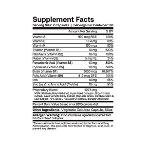 Essential Elements Hair Hero - Hair Supplement for Women and Men - Powerful Hair Vitamin Formula for Hair Growth & Thickness - Healthy Hair, Skin, and Nails Product - 5000 mcg Biotin