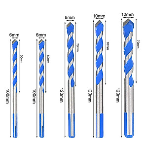 Puimentiua 7pcs/5pcs Triangle Drill Bit Sets, Multifunctional Overlord Handle Industrial Strength Drill Bit Set for Brick, Glass, Ceramic, Granite, High-Carbon Steel, Concrete, Wood